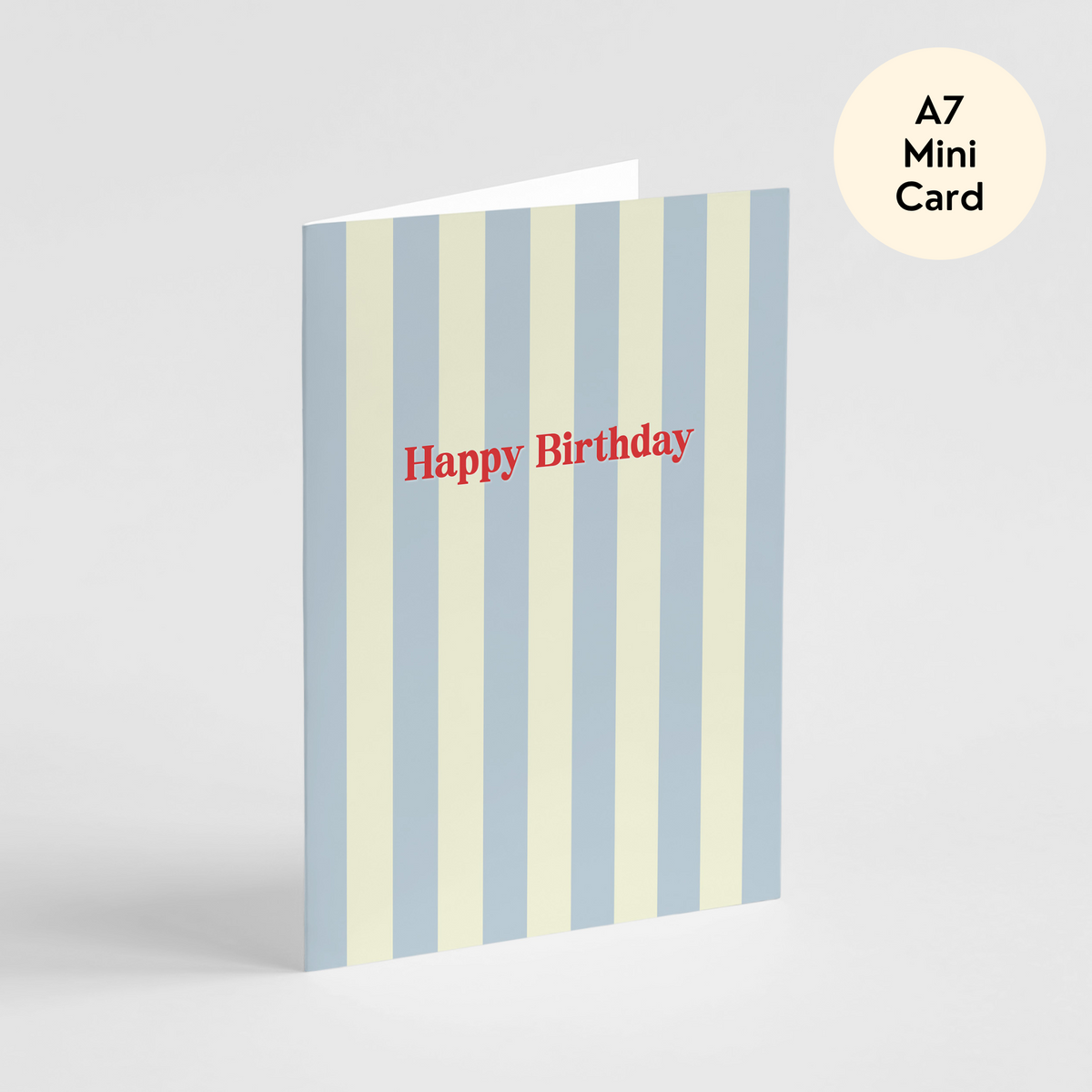 Mini Happy Birthday Card – Retro Blue Stripes | Mini Greeting Cards by ...